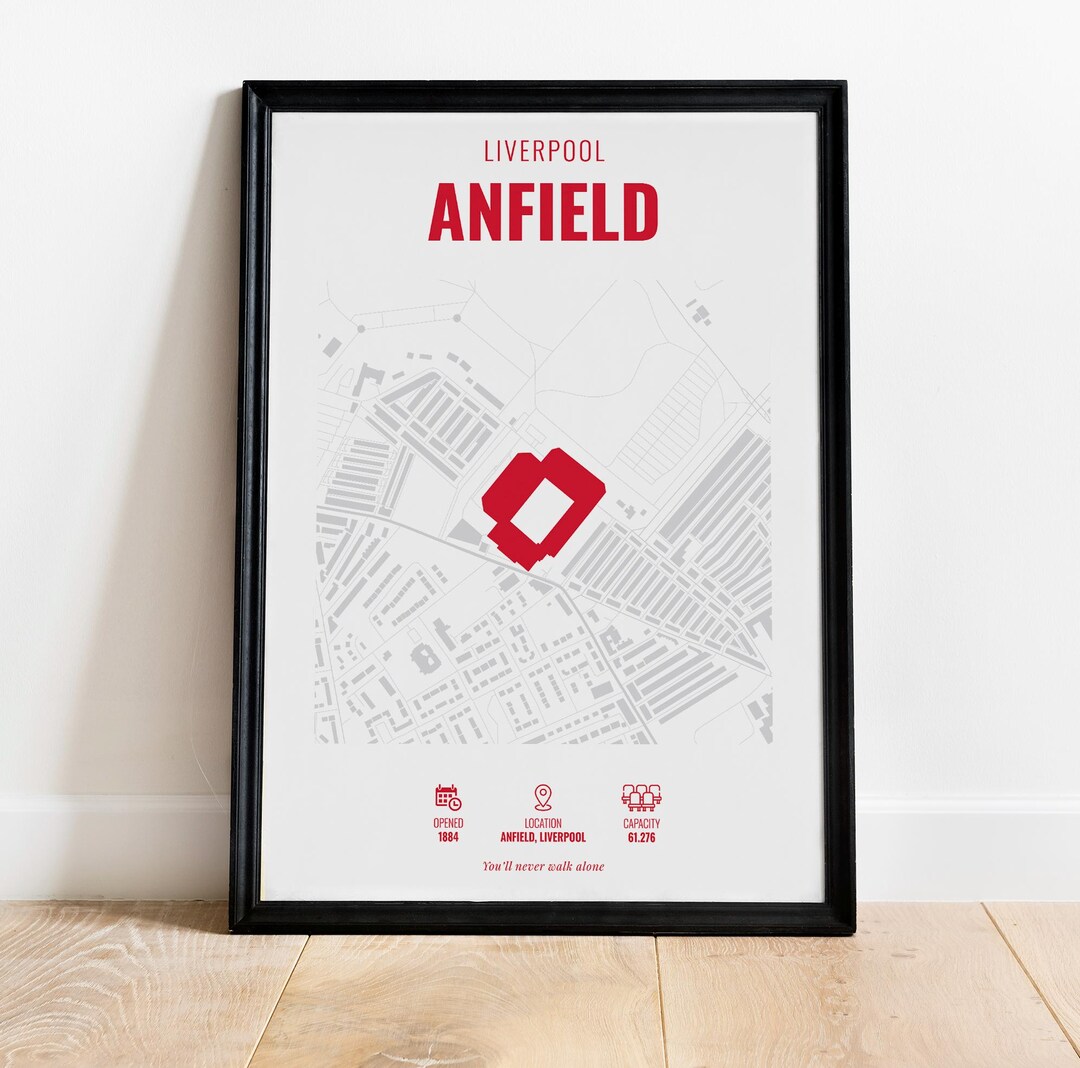 Liverpool Stadium Map, Football Stadium Maps, Football Maps, Print ...