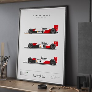 Ayrton Senna World Championship Winning Cars F1 Poster / F1 Poster / F1 ...