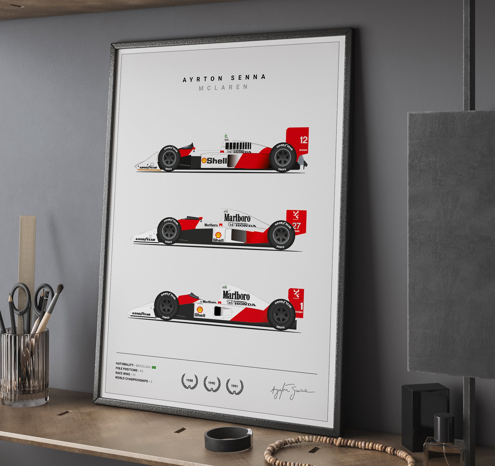 Ayrton Senna World Championship Winning Cars F1 Poster / F1 - Etsy
