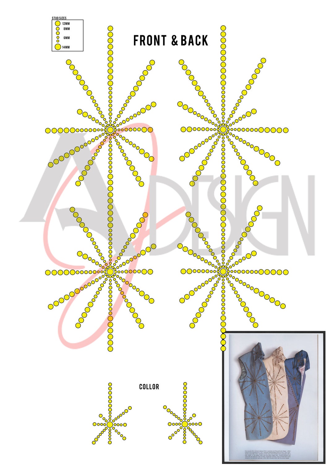 Elvis Presley Cisco Kid Vest Replica Stud Placement Print Pattern PDF ...