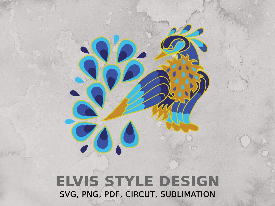 Elvis Peacock T Shirt Design SVG Tshirt Cut File Circut Wall Art Car ...