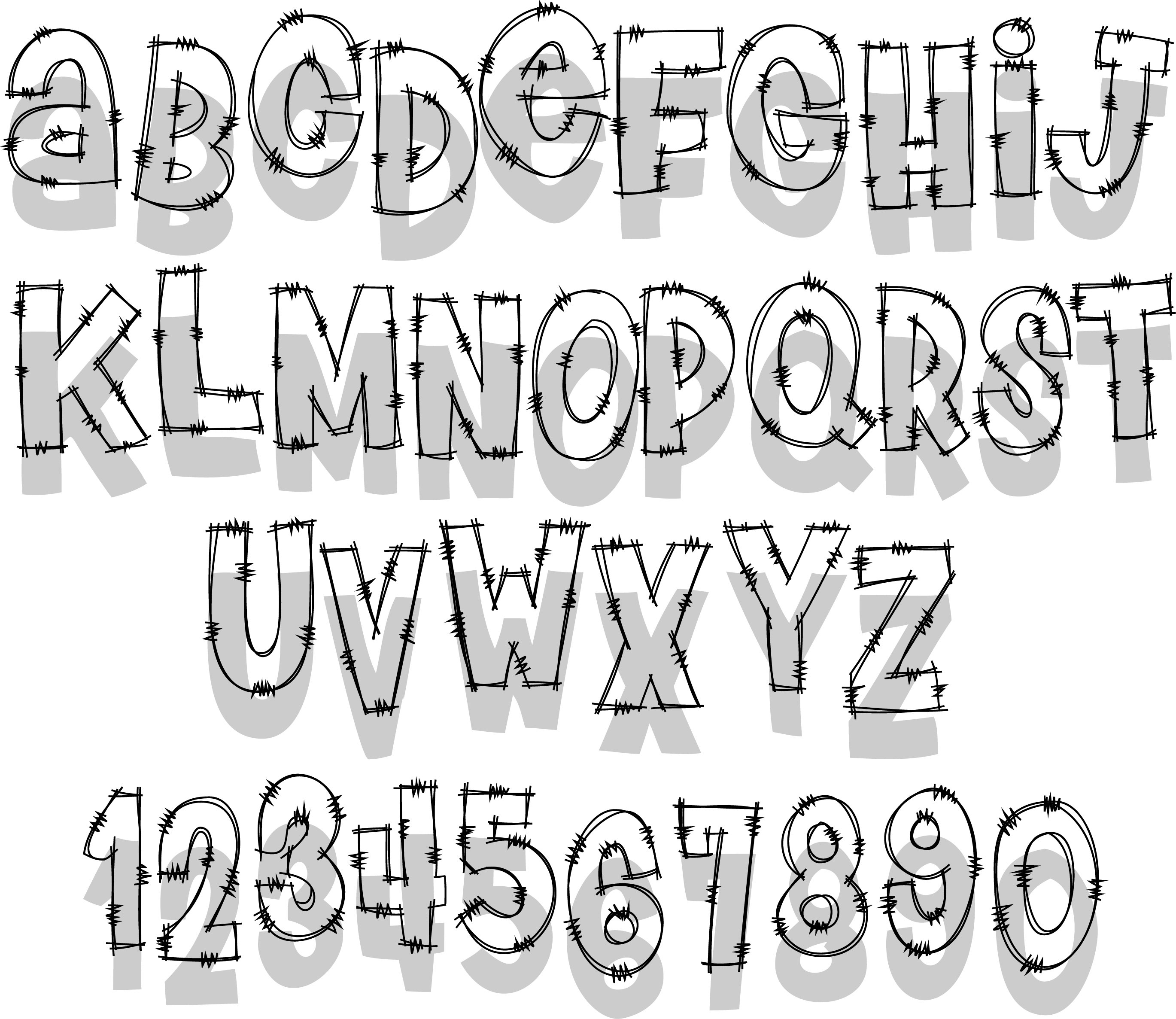 Doodle Letters A-Z & Numberstransparent Alphabet Pack Hand - Etsy