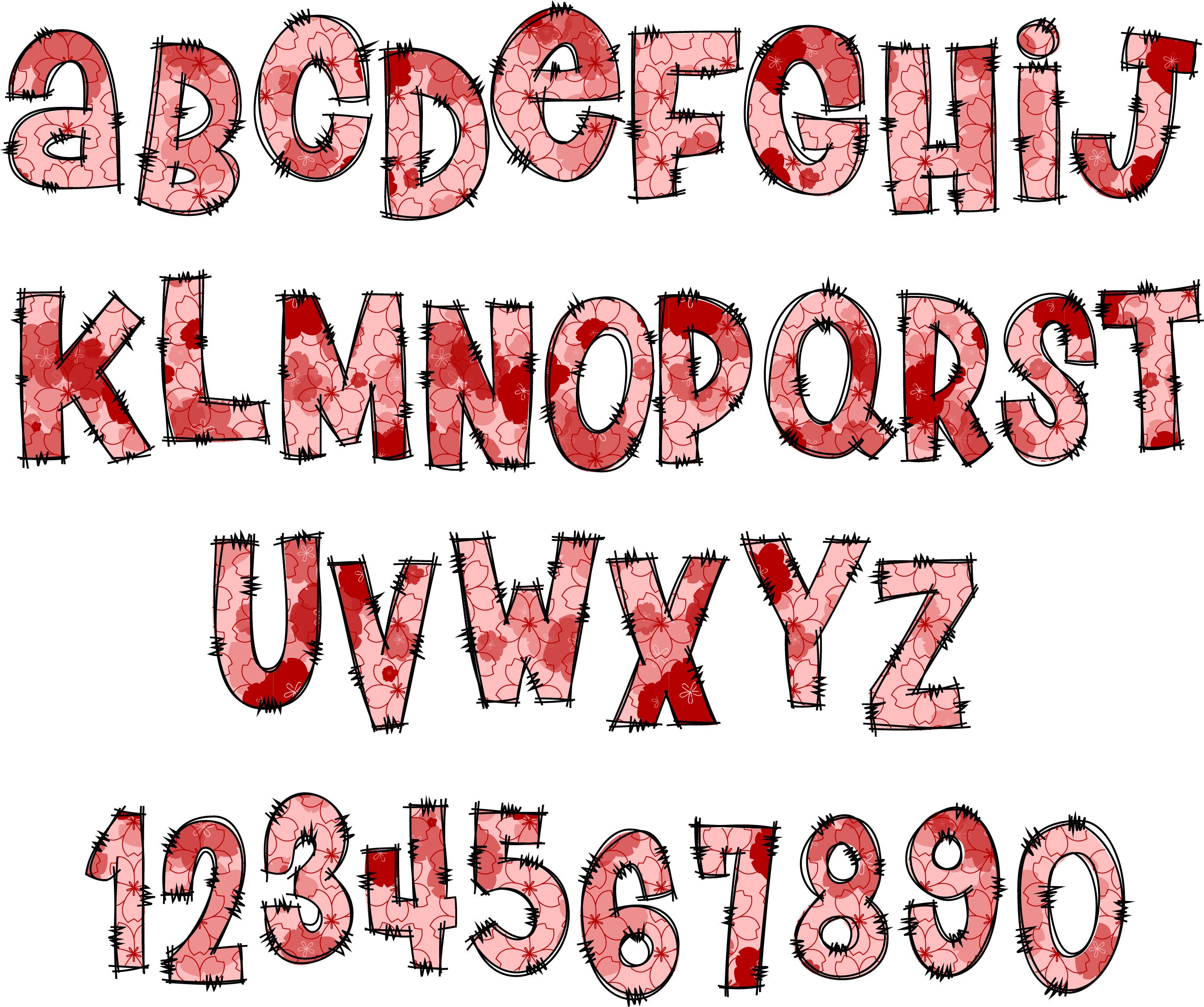 Doodle Letters A-Z & Numberstransparent Alphabet Pack Hand - Etsy