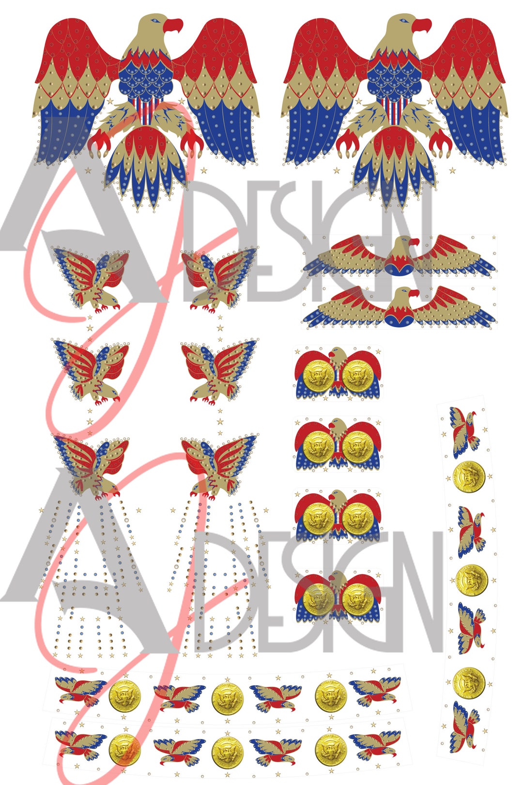 Elvis Eagle Jumpsuit & Belt Replica Fabric Print Embroidary Pattern PDF ...