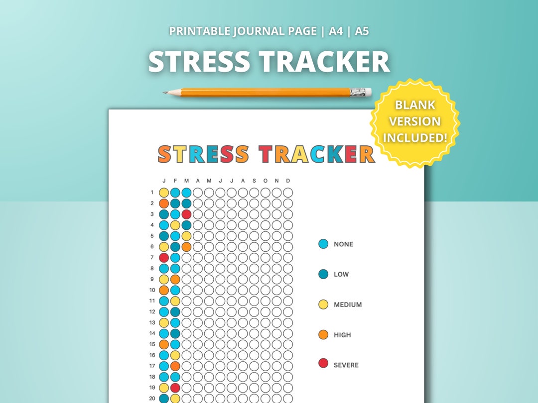 Circle Stress Tracker Printable Journal Page Coloring in Planner Mental ...
