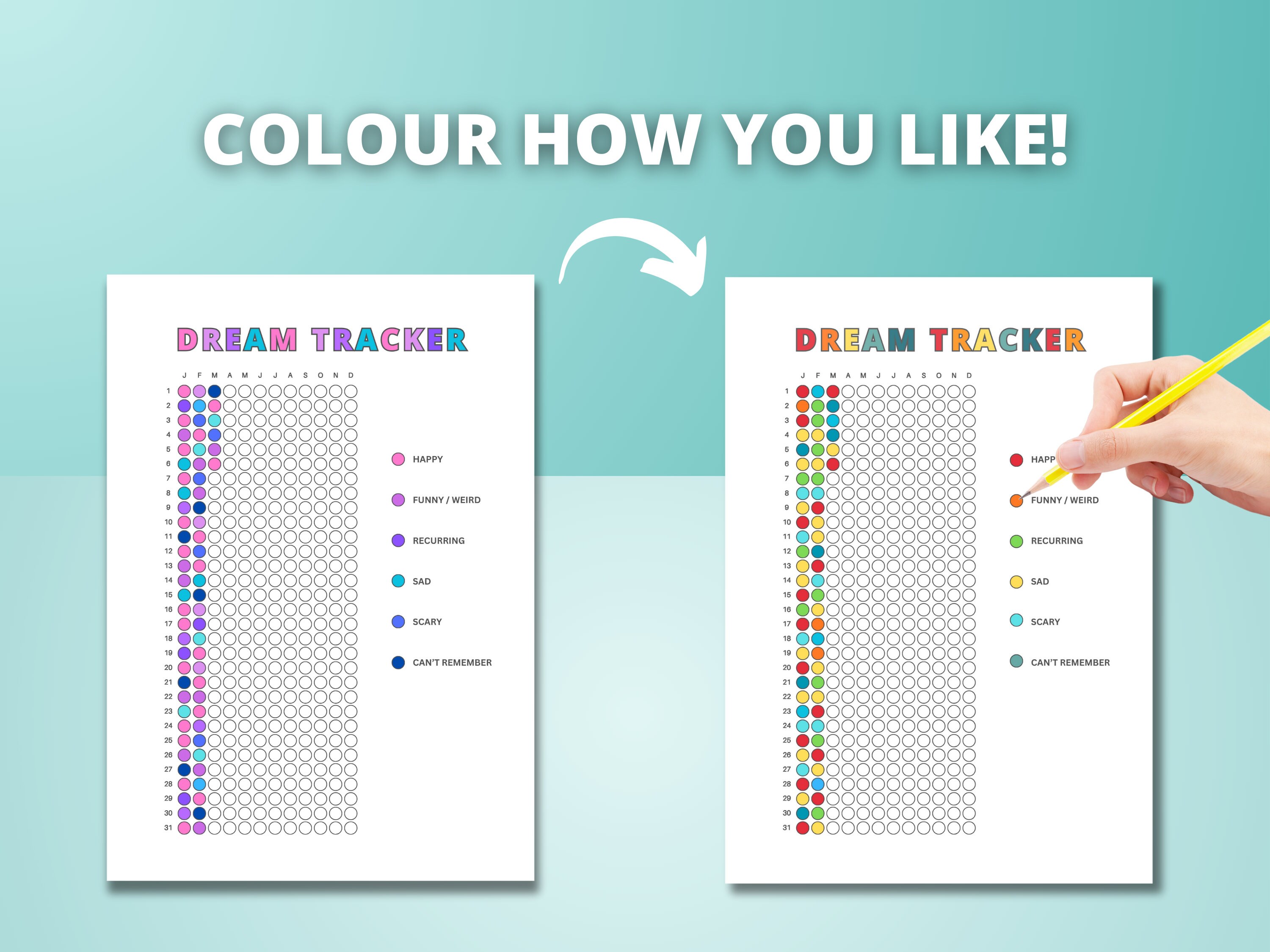 Circle Dream Tracker Printable Journal Page Printable Coloring in ...