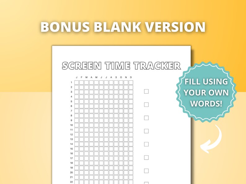 Pixel Screen Time Tracker - Printable Planner Page 2026 | Colouring in ...