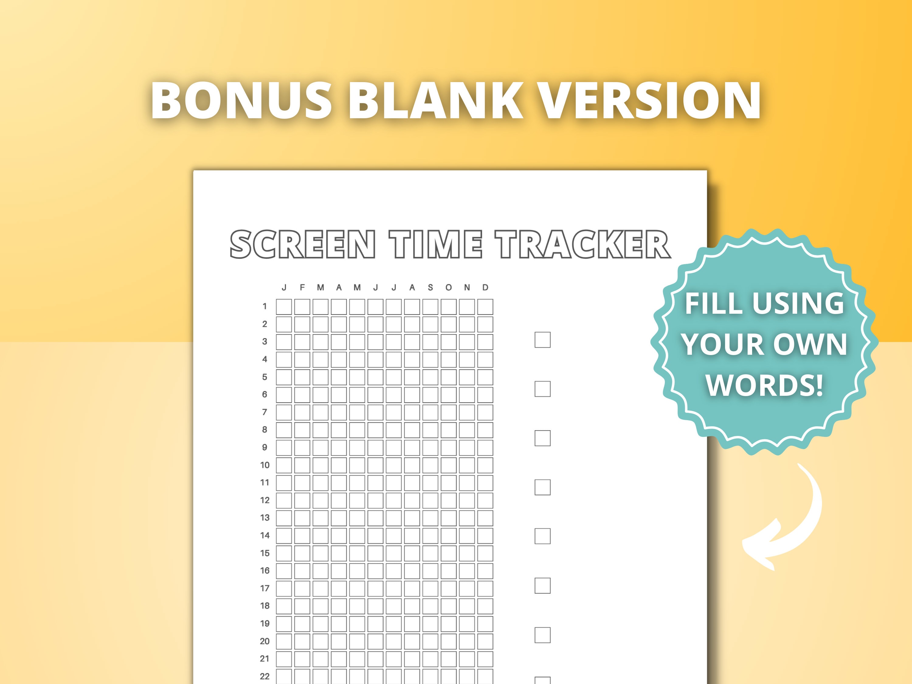 Pixel Screen Time Tracker Printable Planner Page Coloring in Bullet ...