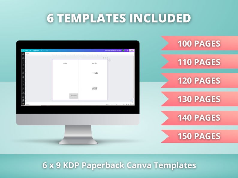 6x9" Canva KDP Book Cover Templates | 100, 110, 120, 130, 140, 150 ...
