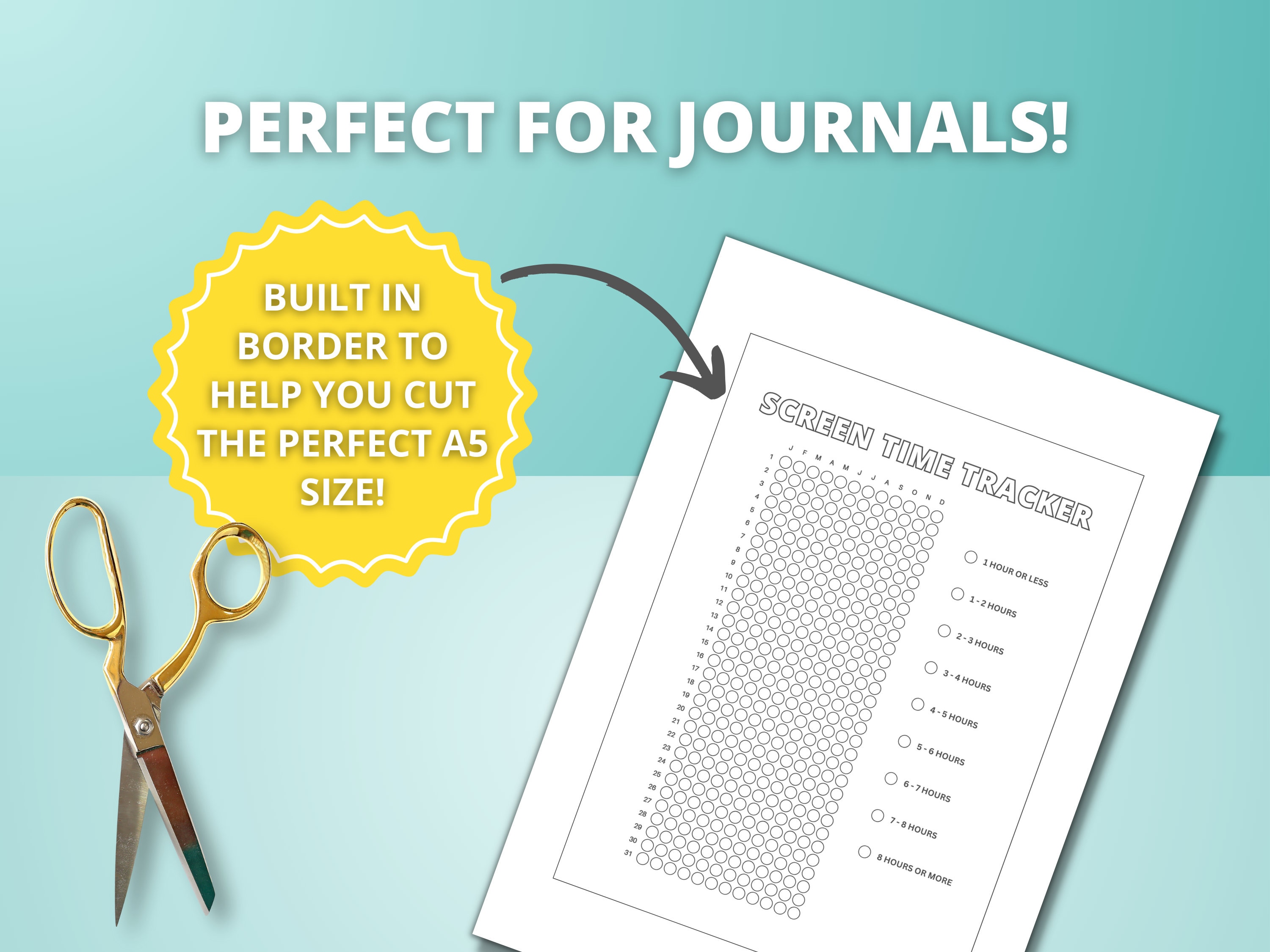 Circle Screen Time Tracker Printable Journal Page Coloring in Bullet ...