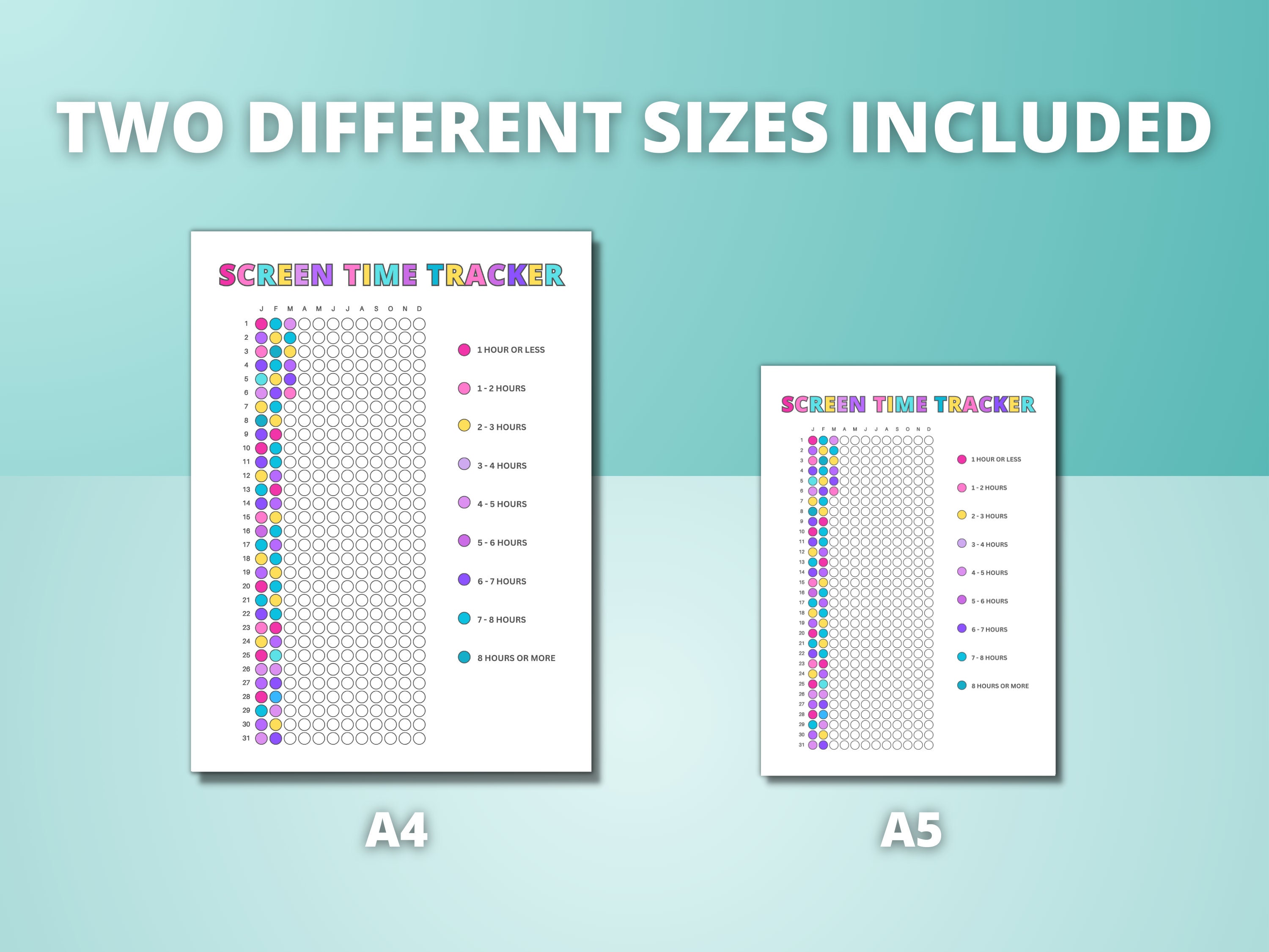 Circle Screen Time Tracker Printable Journal Page Coloring in Bullet ...