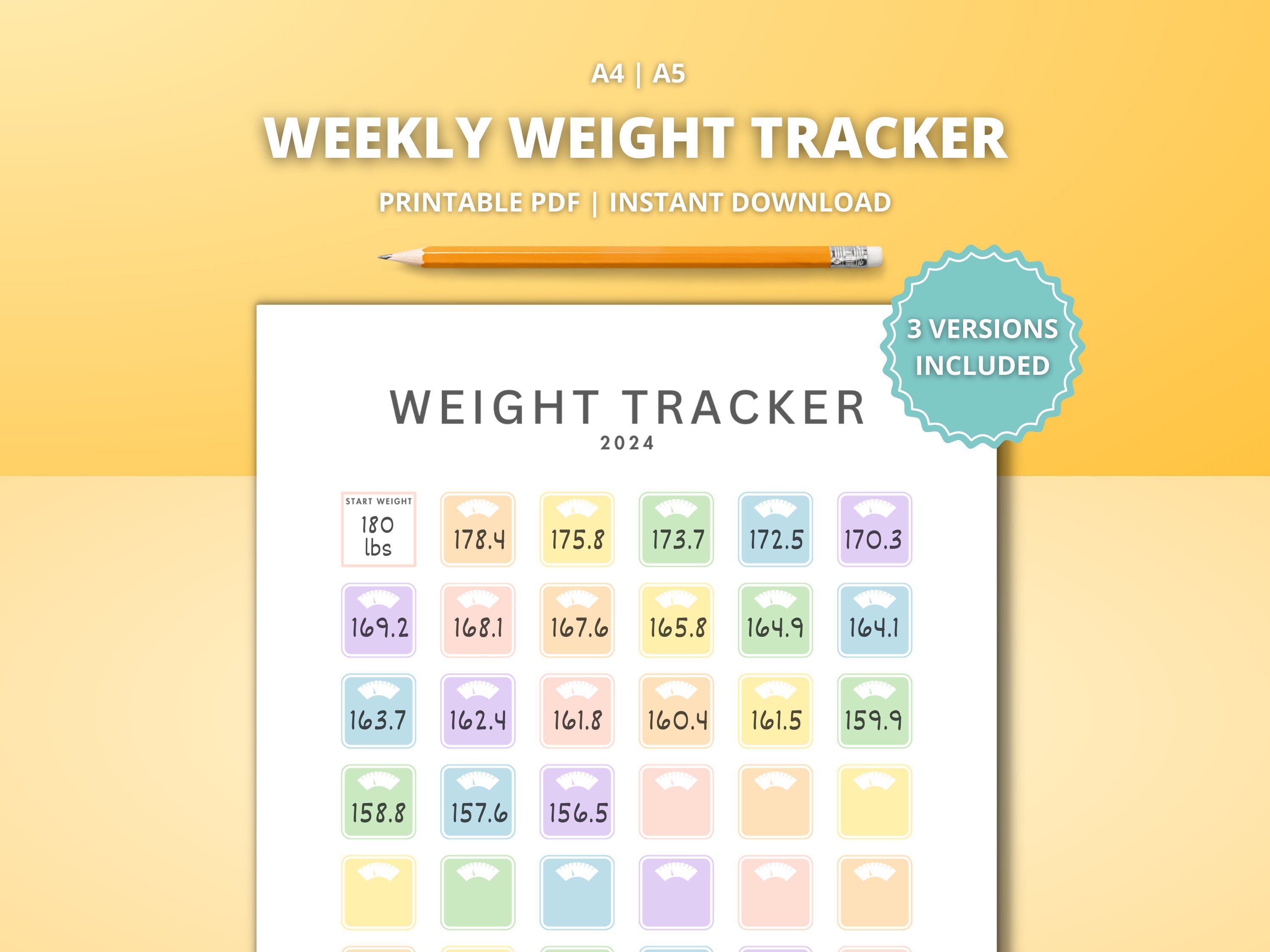 2024 Weekly Weight Loss Tracker | Printable 52 Week Weight Tracker ...