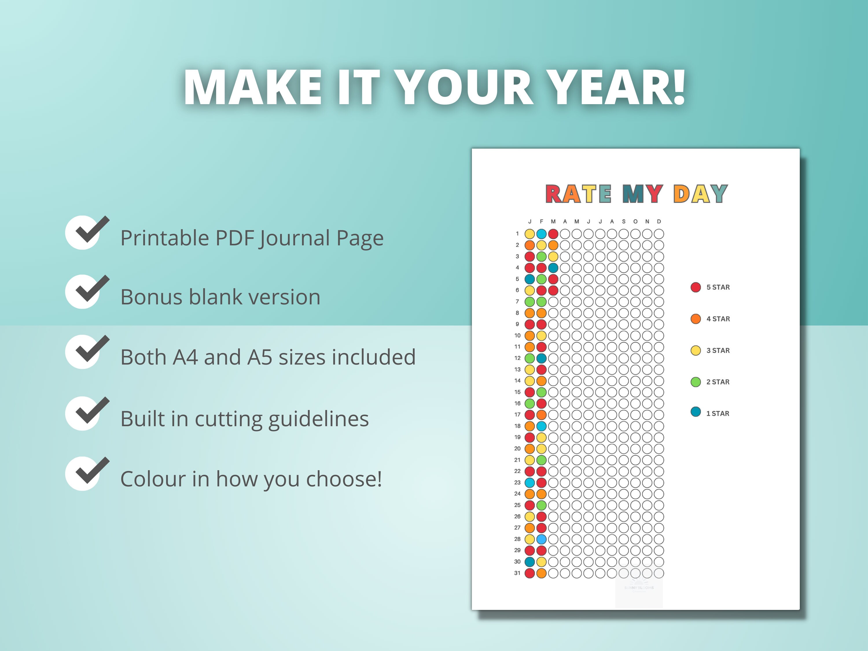 Circle Rate My Day Tracker - Printable Journal Page | Coloring in ...