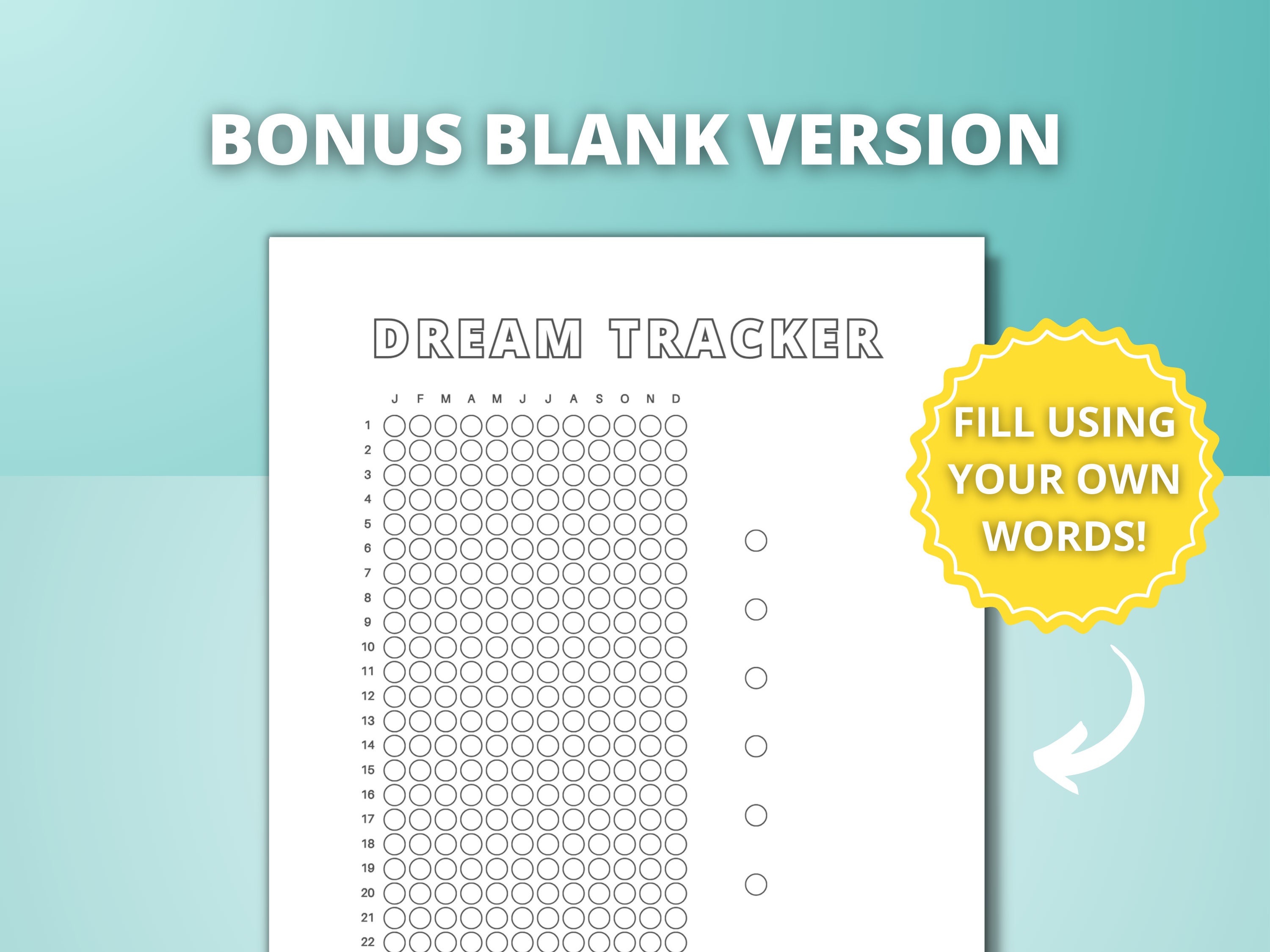 Circle Dream Tracker Printable Journal Page Printable Coloring in ...