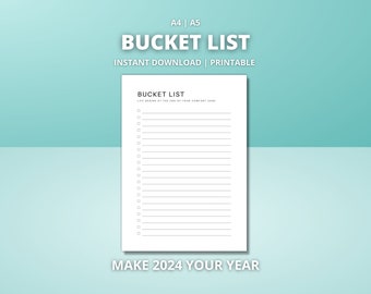 Bucket List Template | Yearly Goal Planner 2025 | Dream Life Planner ...