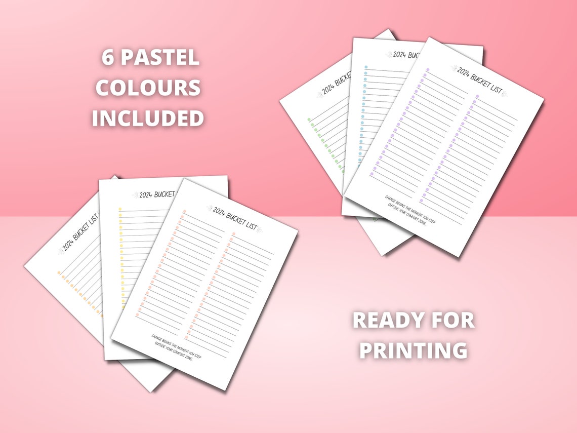 2024 Bucket List Printable Bucket List Template Dream Bucket List Goal ...