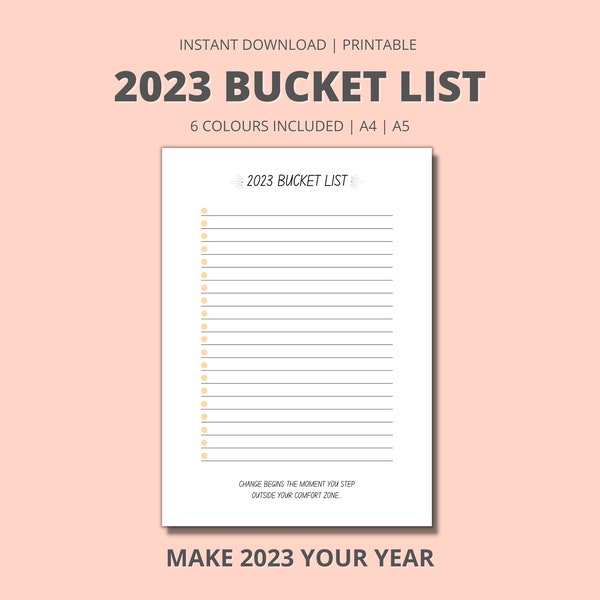 2023 Bucket List Template - Etsy