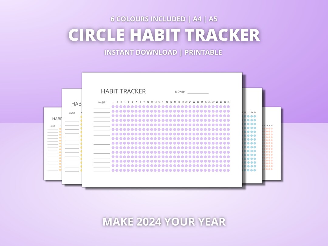 Monthly Habit Tracker Circle Habit Tracker Printable Pastel Goal ...