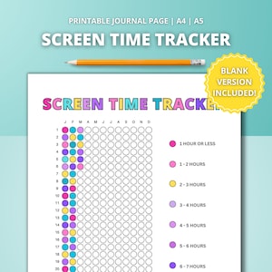 Circle Screen Time Tracker - Printable Page 2025 | Colouring in Bullet ...