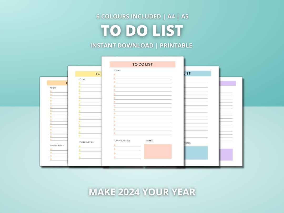 2024 Simple Printable to Do List Digital Daily Task Planner Task ...