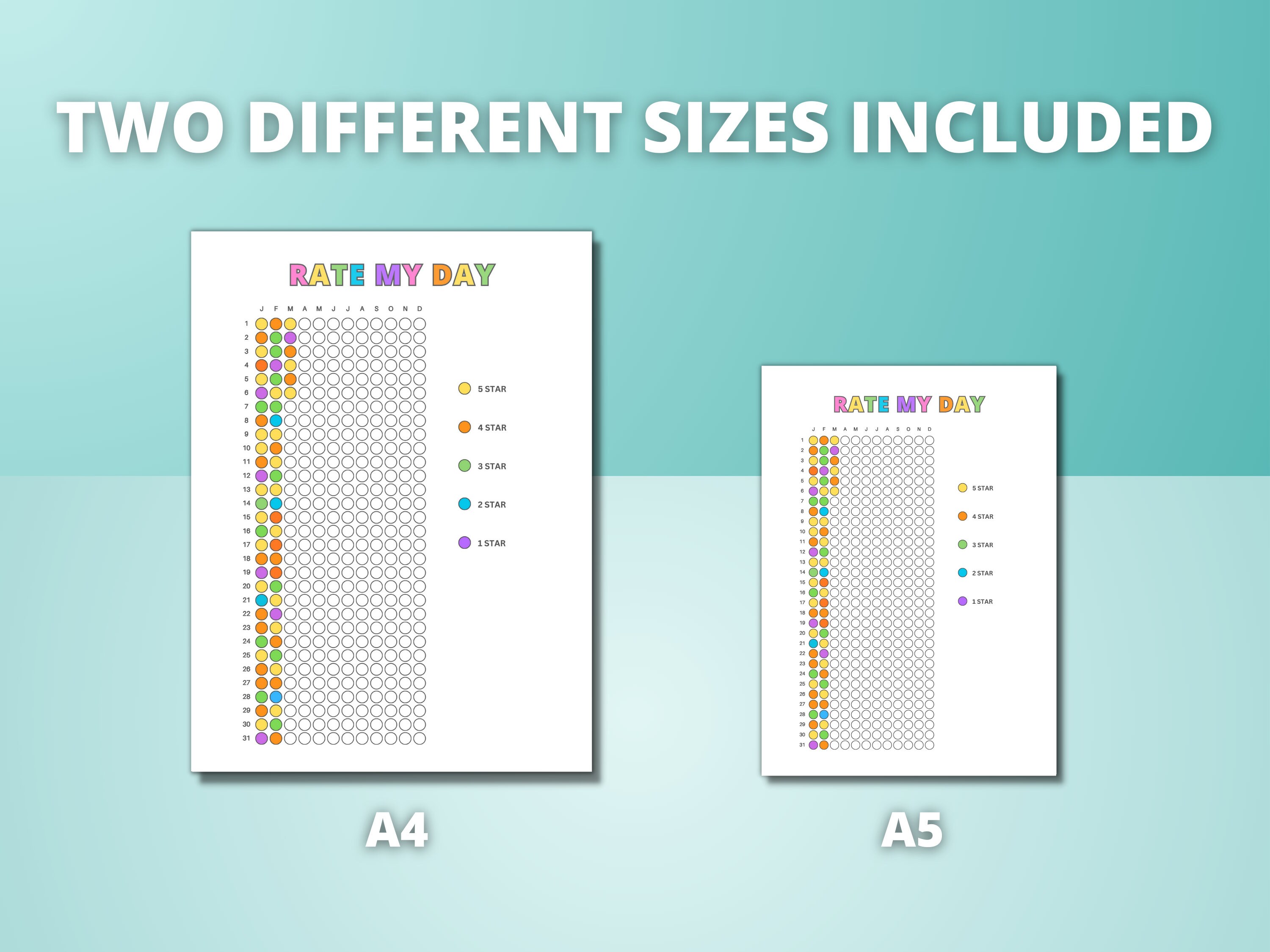 Circle Rate My Day Tracker Printable Journal Page Coloring in Bullet ...