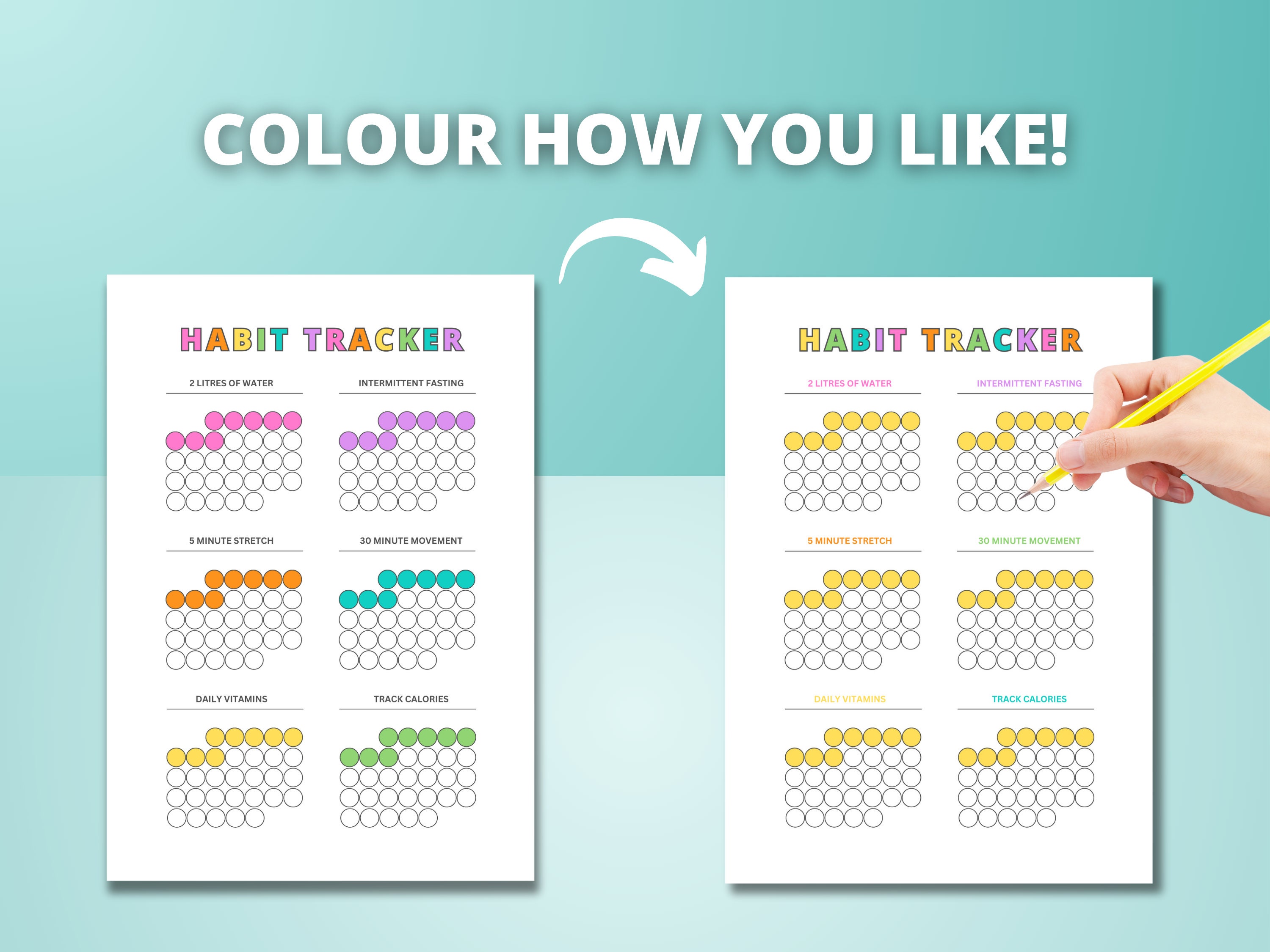 Monthly Habit Tracker - Printable Page 2025 | Colouring in Planner ...