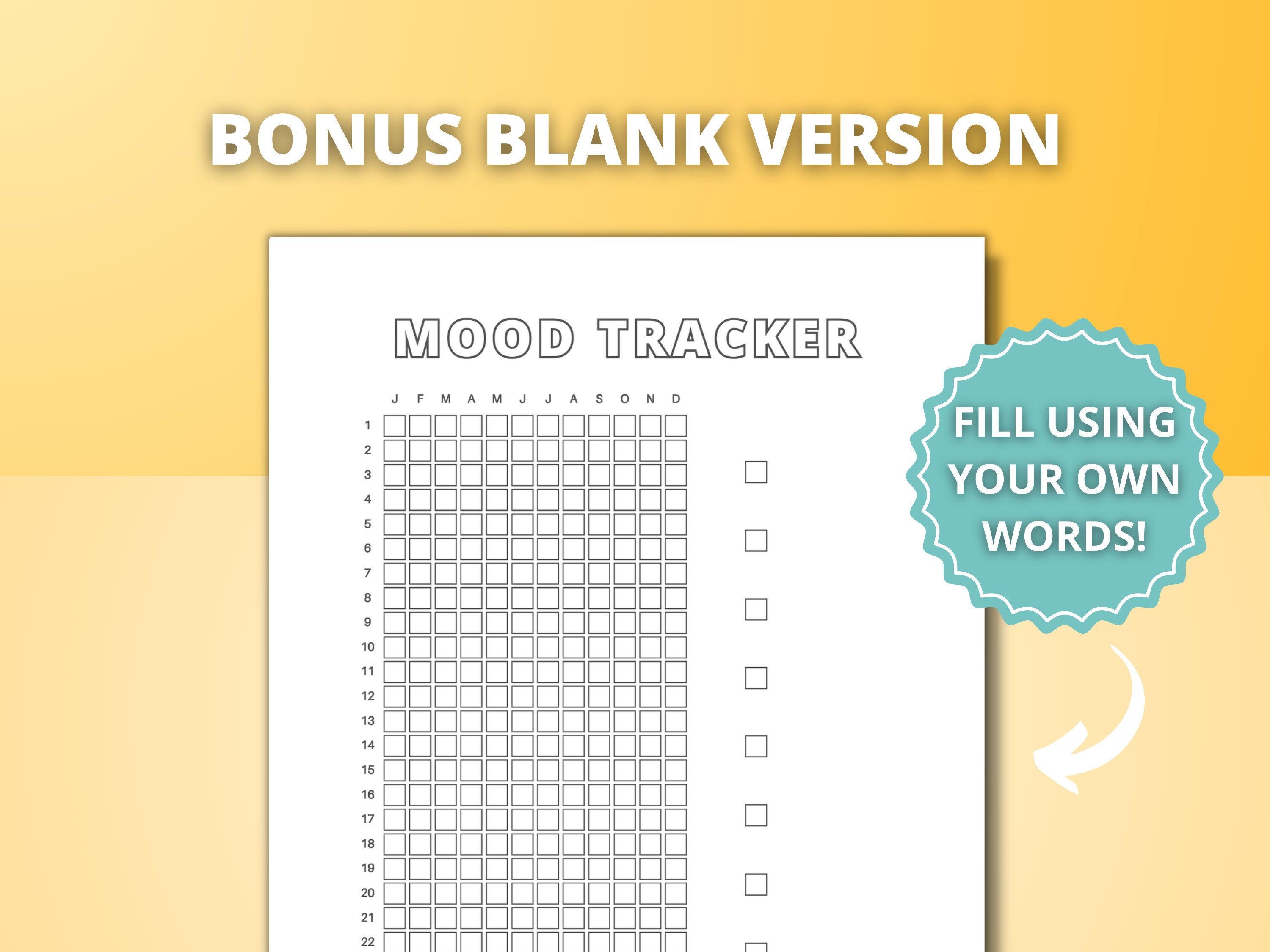 Pixel Mood Tracker Printable Journal Page Coloring in Bullet Journal ...