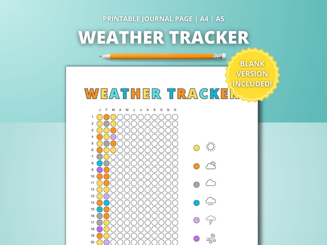 Circle Weather Tracker Printable Journal Page A5 Coloring in Bullet ...