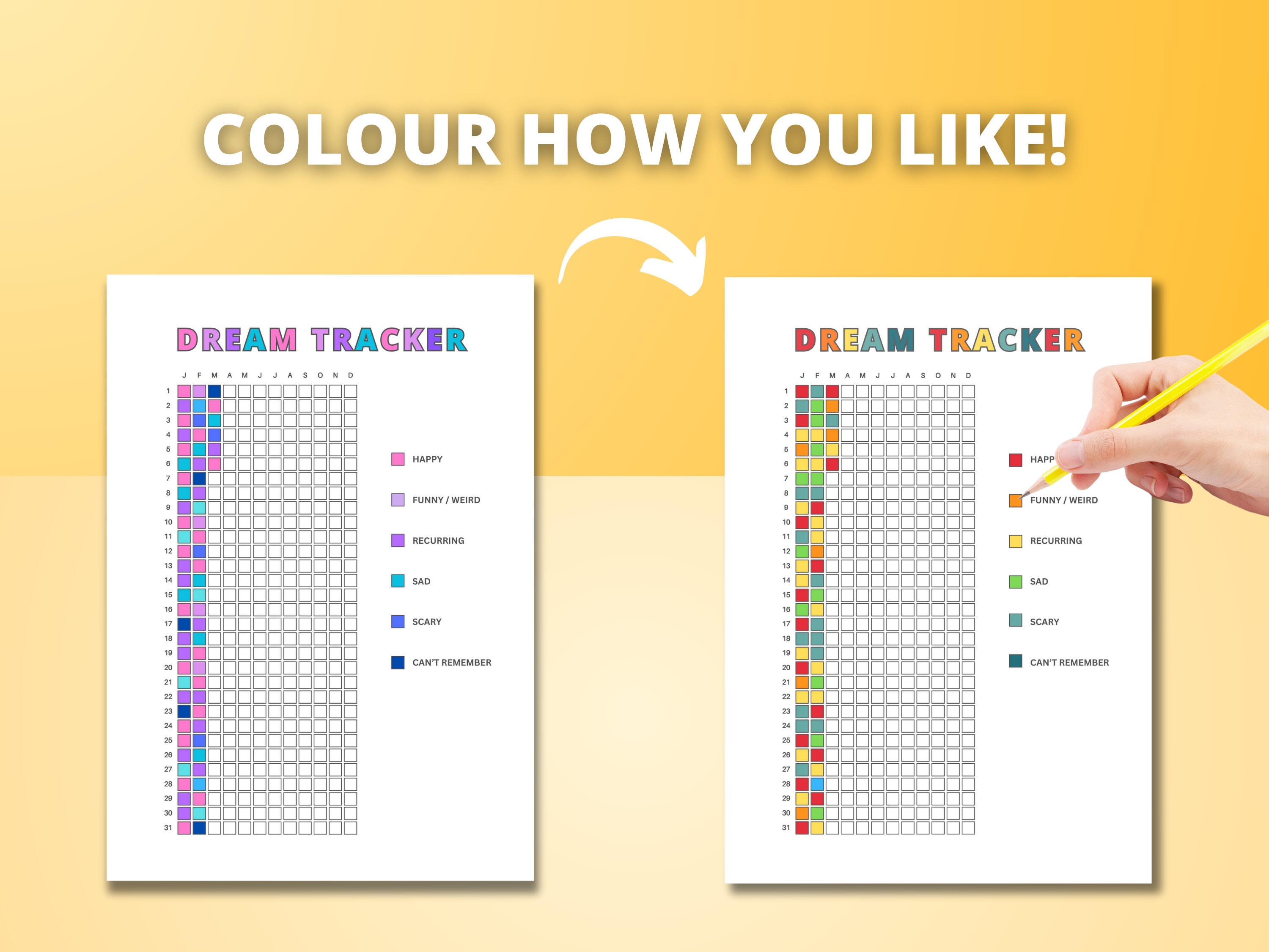 Pixel Dream Tracker - Printable Journal Page | Colouring Bullet Journal ...
