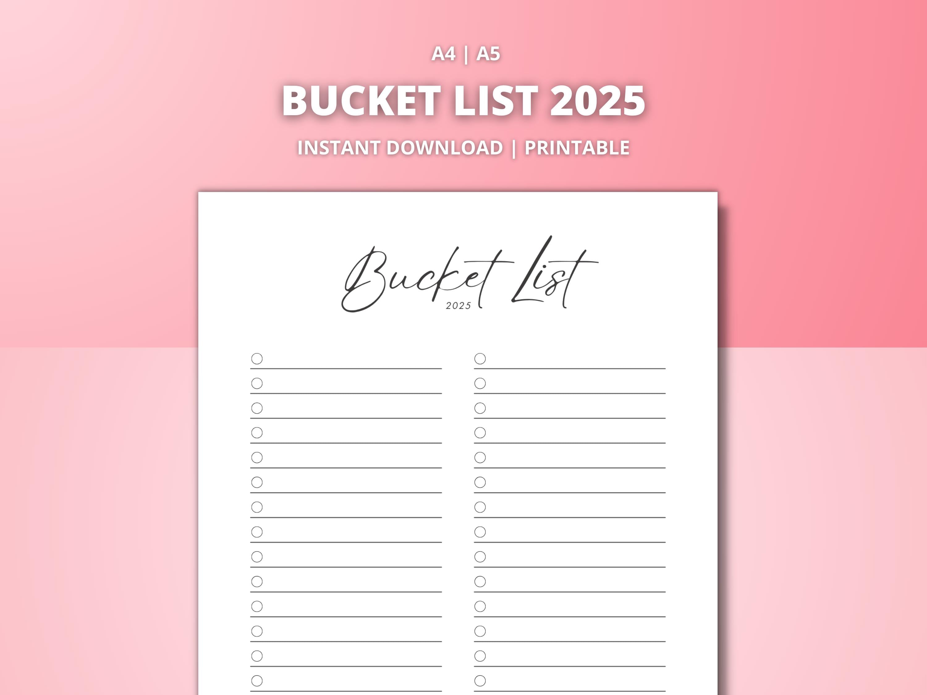 Bucket List Template | Yearly Goal Planner 2025 | Dream Life Planner ...