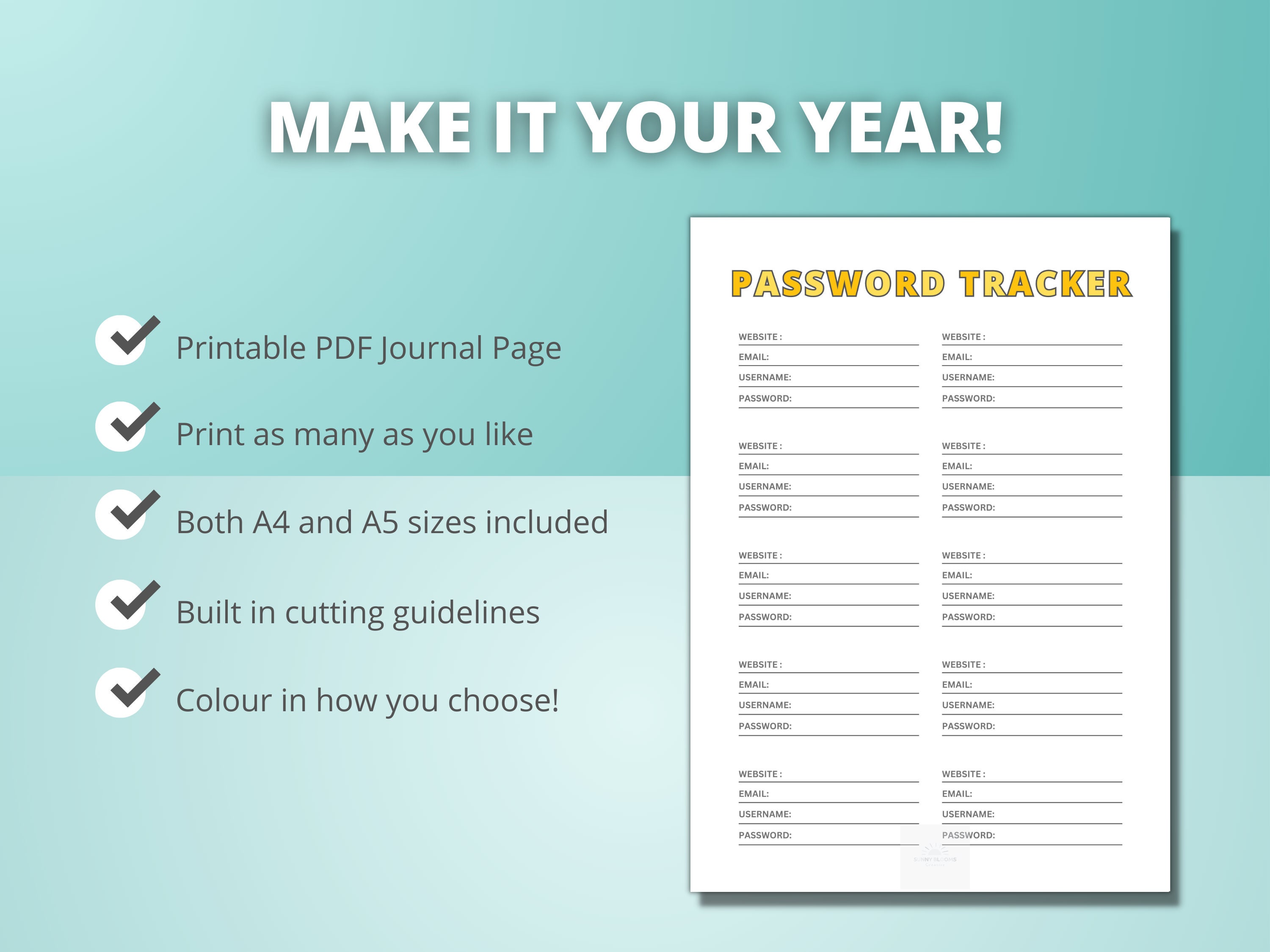 Password Tracker Printable Journal Page Coloring in Bullet Journal ...