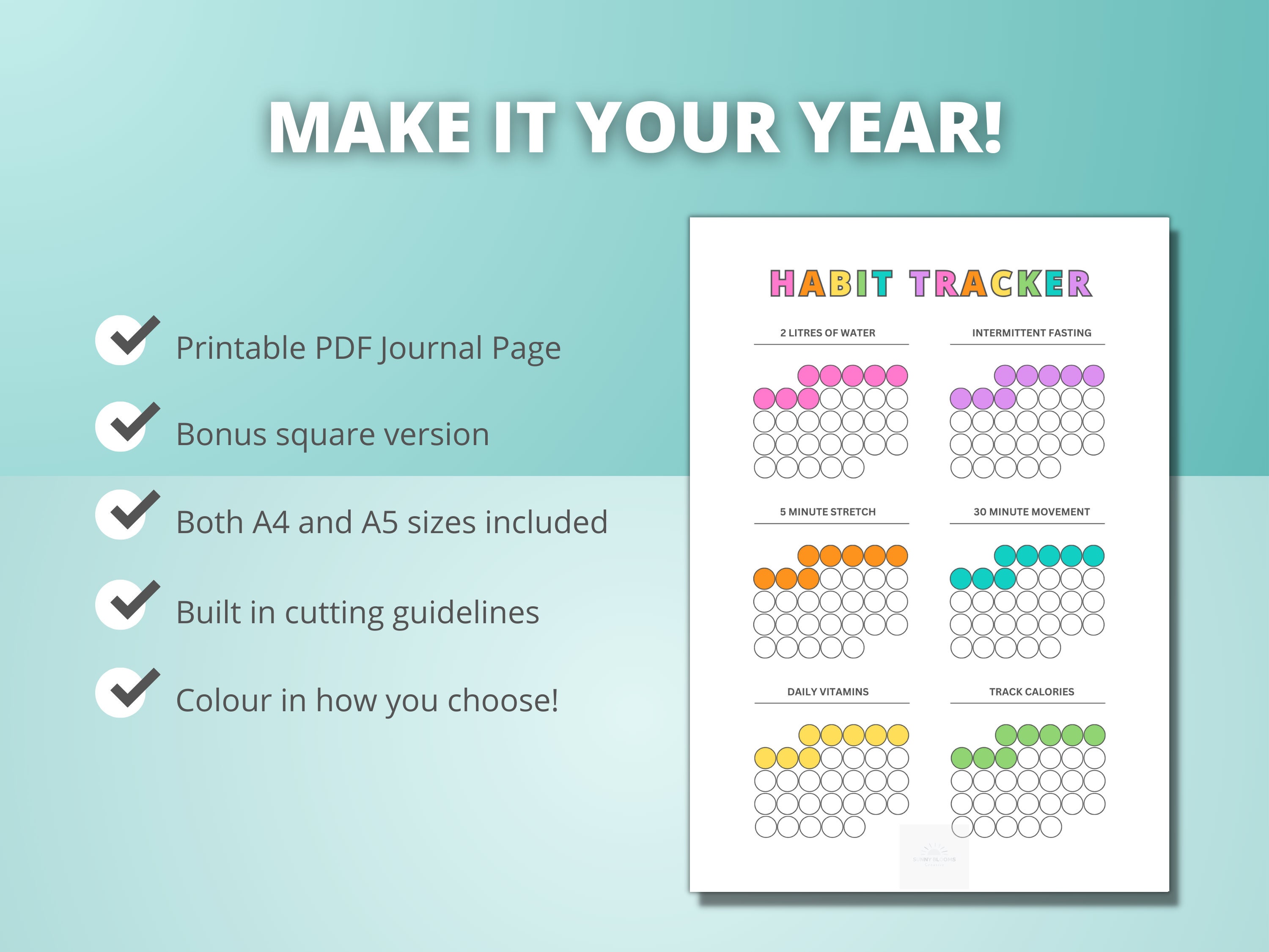 Monthly Habit Tracker - Printable Page 2025 | Colouring in Planner ...