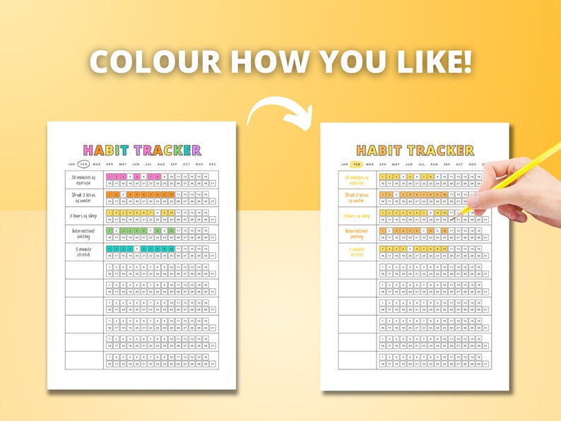 Pixel Habit Tracker - Printable Page 2025 | Colouring in Bullet Journal ...