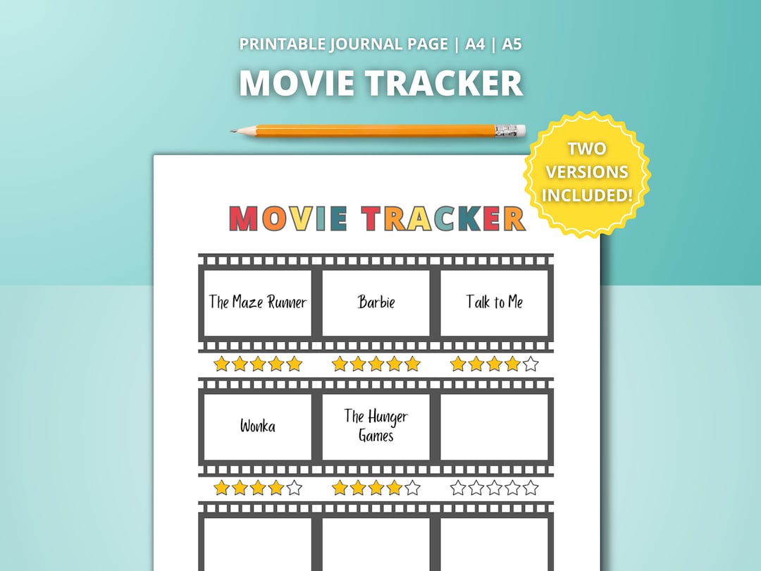 Movie Tracker Printable Journal Page Coloring in Bullet Journal ...