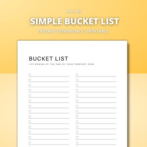 Simple Bucket List Template 2024 Goal Tracker Printable Dream Life ...