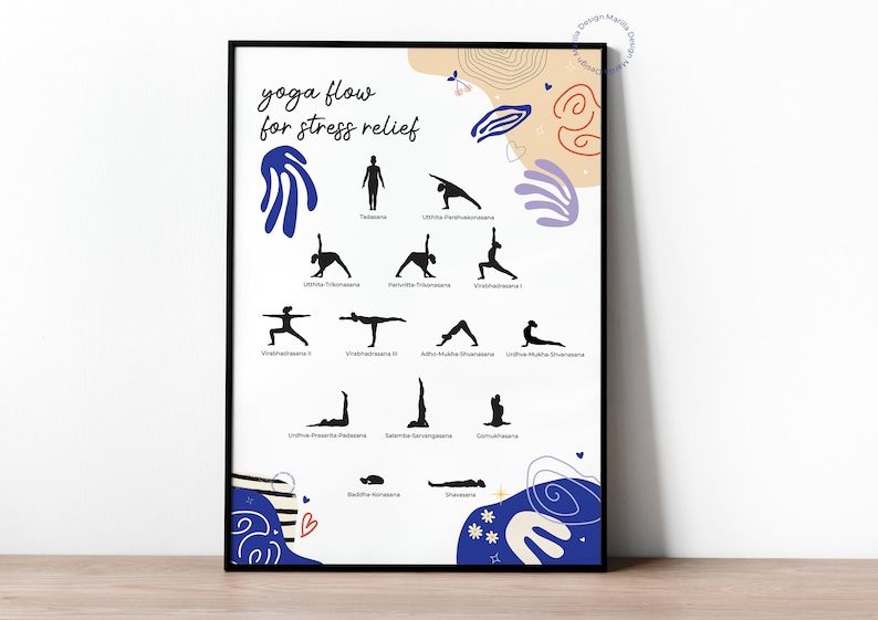 Yoga Poses for Stress Relief I Helps Treat Stress and Anxiety I Wall ...