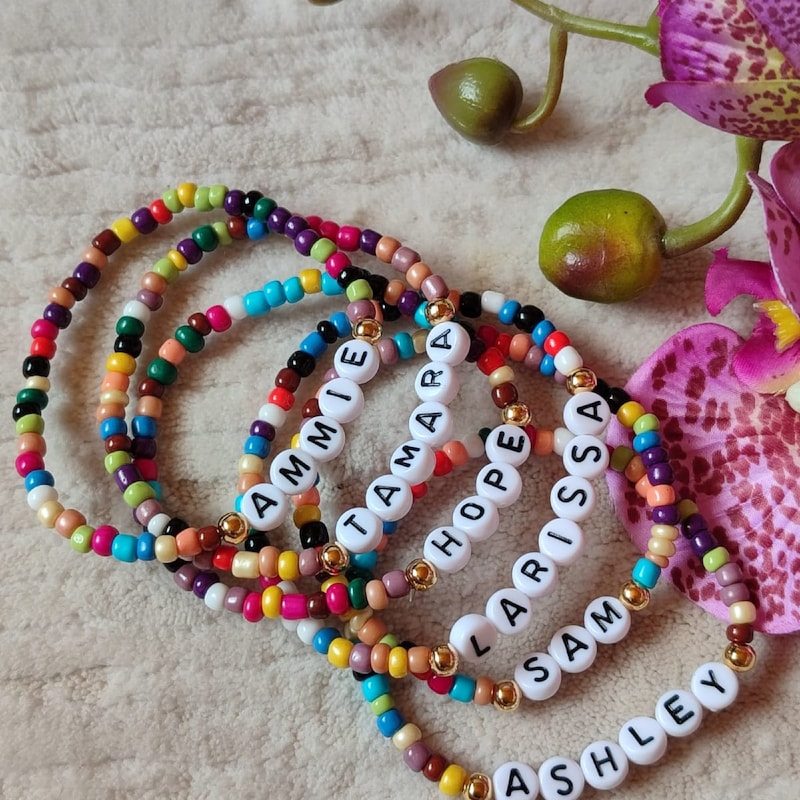 Beaded Name Bracelet - Etsy