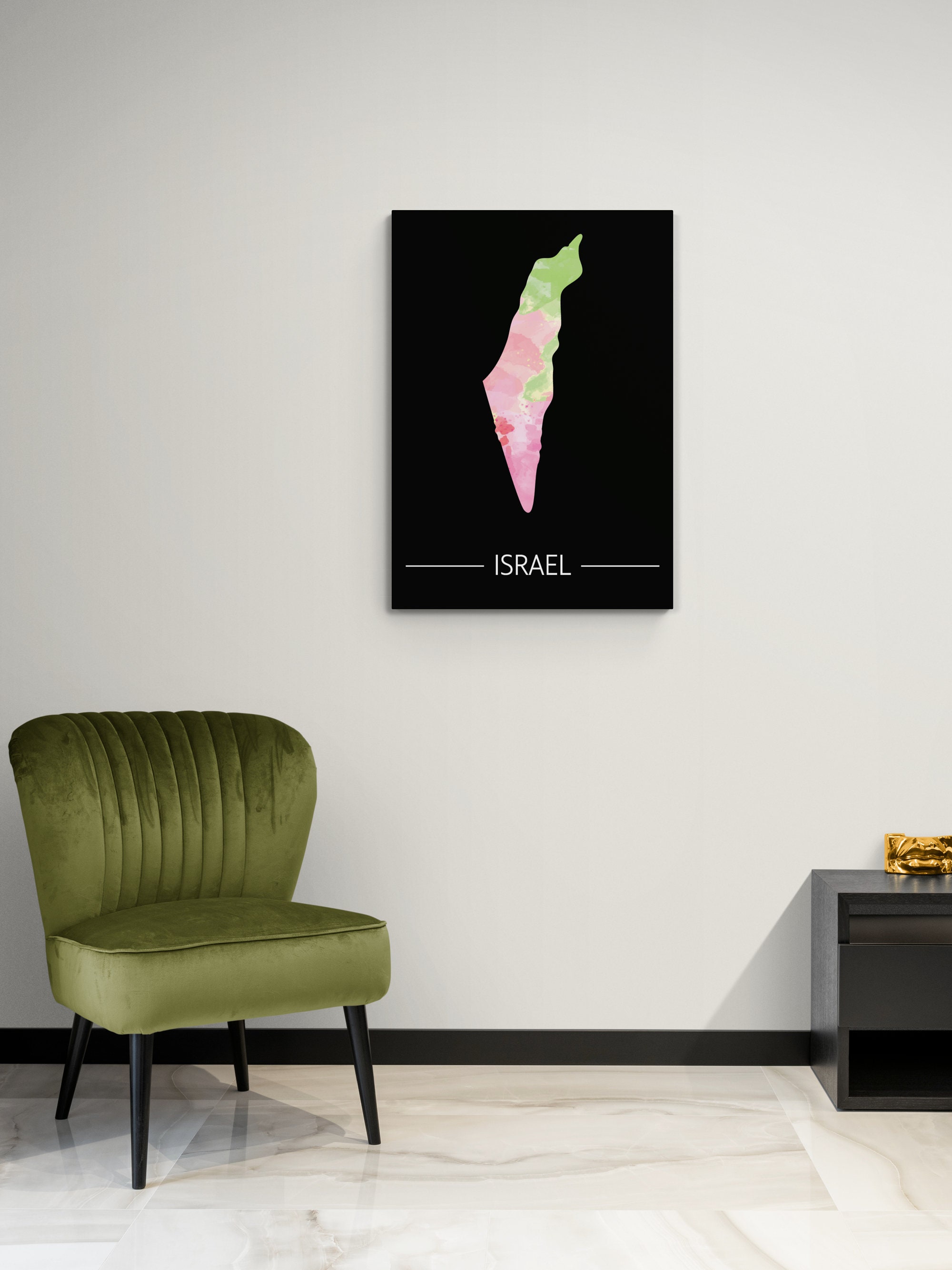 Israel Map Special Designed Vivid Colors Classic Israel Map Art Design ...