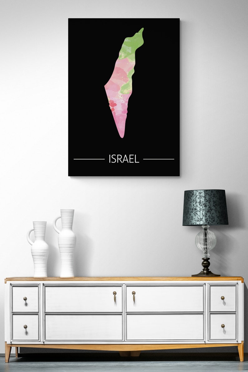 Israel Map Special Designed Vivid Colors Classic Israel Map Art Design ...