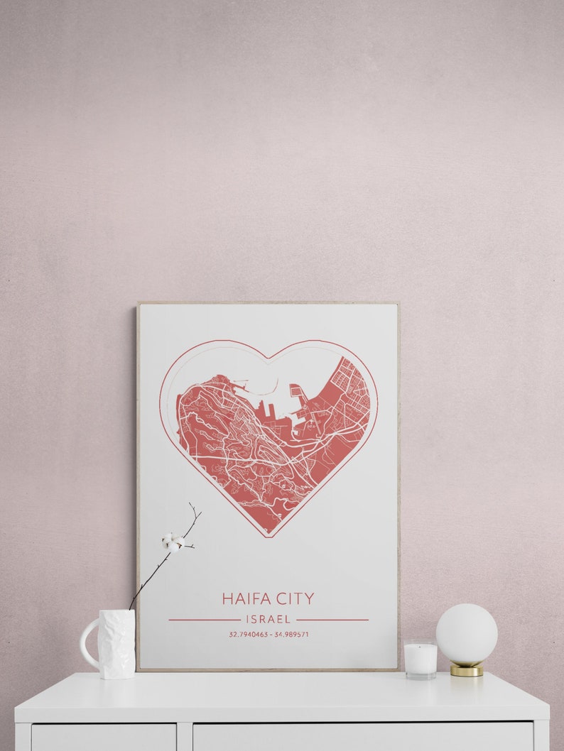 Unique and Special Design of Haifa Maps, With a Circular Heart Shape or ...