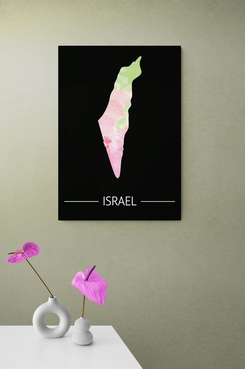 Israel Map Special Designed Vivid Colors Classic Israel Map Art Design ...