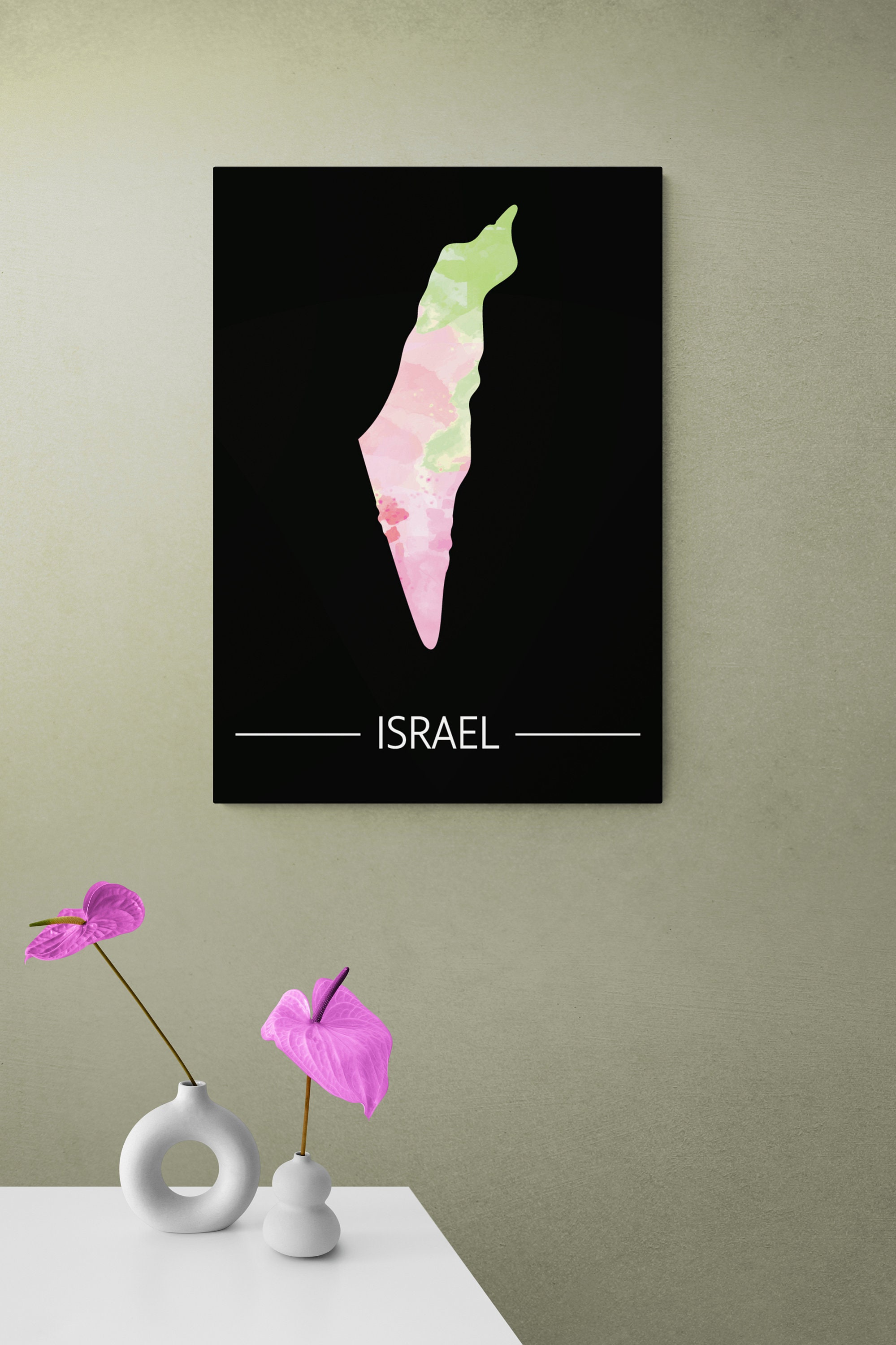 Israel Map Special Designed Vivid Colors Classic Israel Map Art Design ...