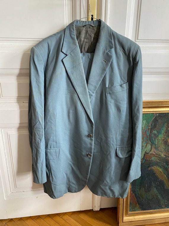 1940s Jazz-Age teal-blue German two-piece suit - Gem