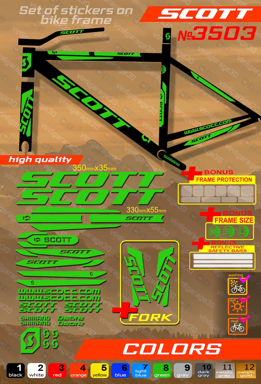 SCOTT Bike Stickers Set fork. All Colors Are Available - Etsy