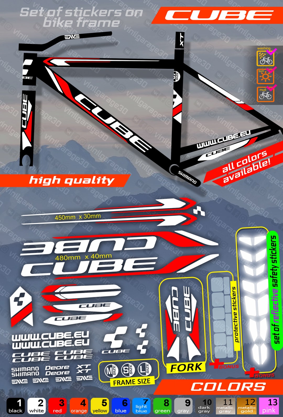 CUBE Decal Stickers on Bike. Frame Set Fork. All Colors Are - Etsy