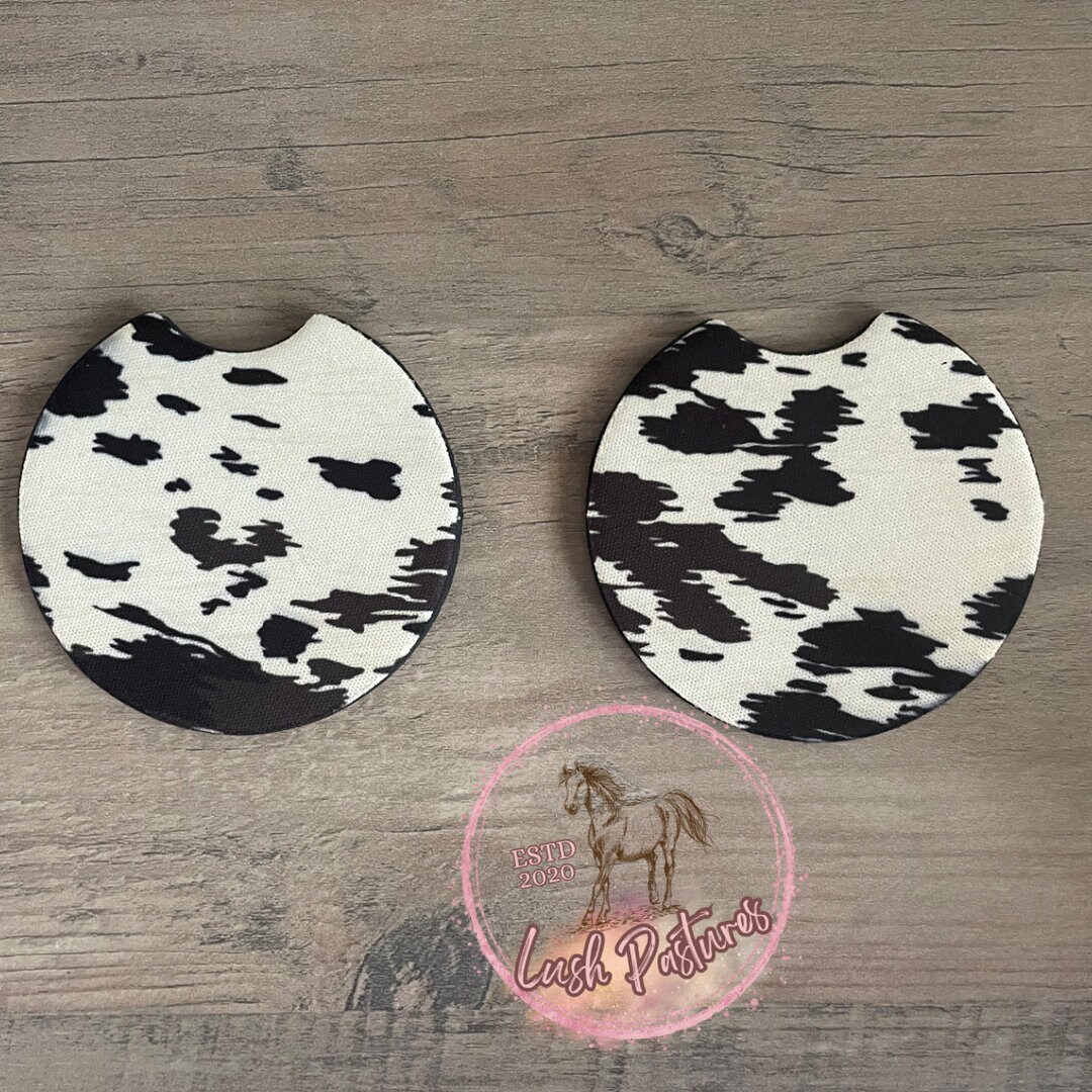 Car Coasters Cow Print - Etsy