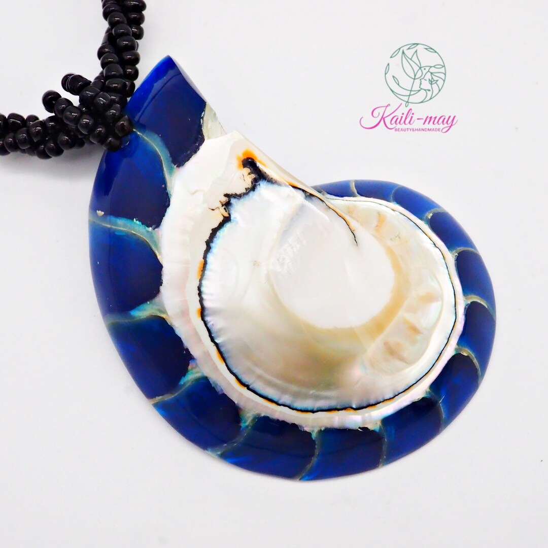 Blue Pearl Nautilus Shell Handmade Pendant Necklace - Etsy