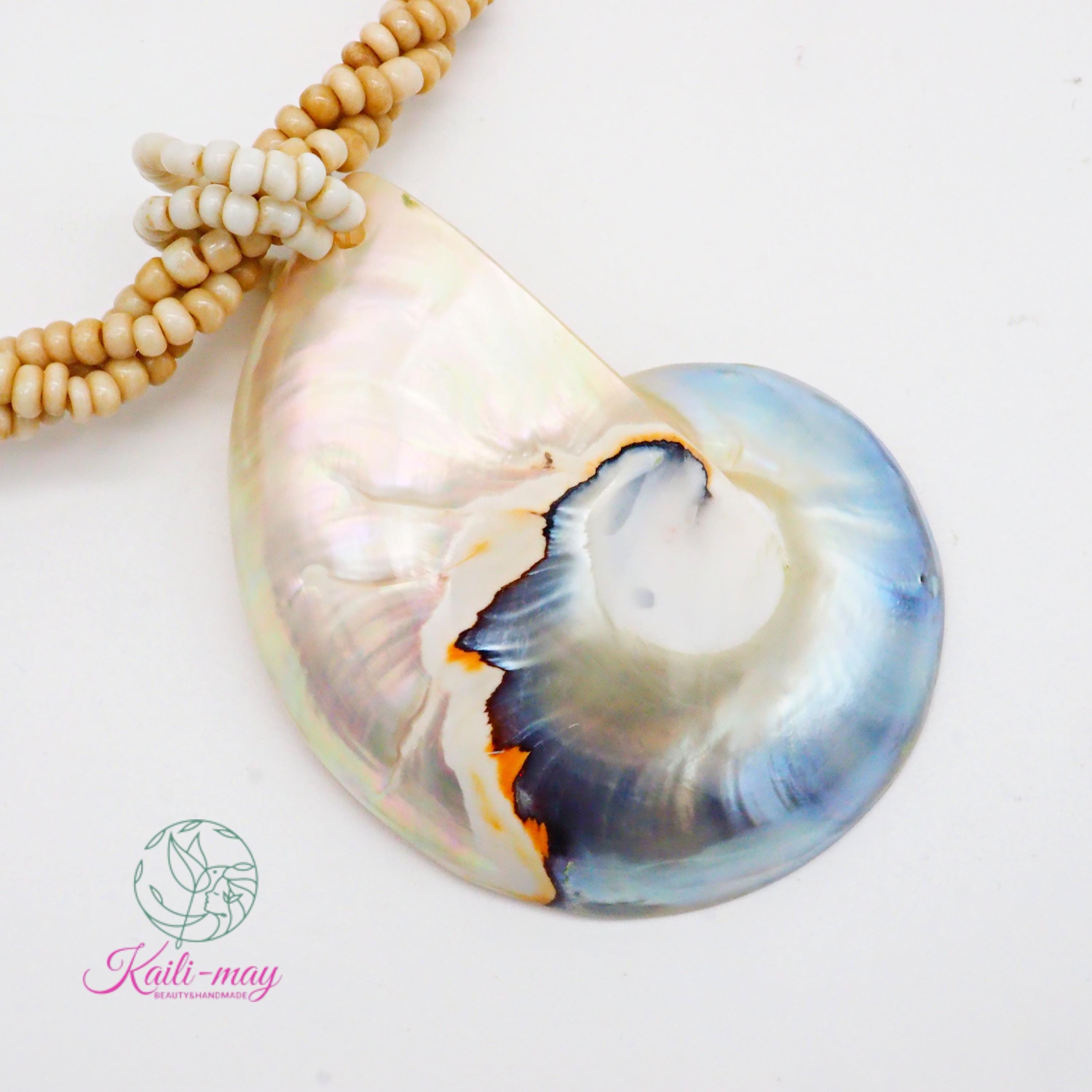 White Pearl Nautilus Shell Pendant Necklace - Etsy