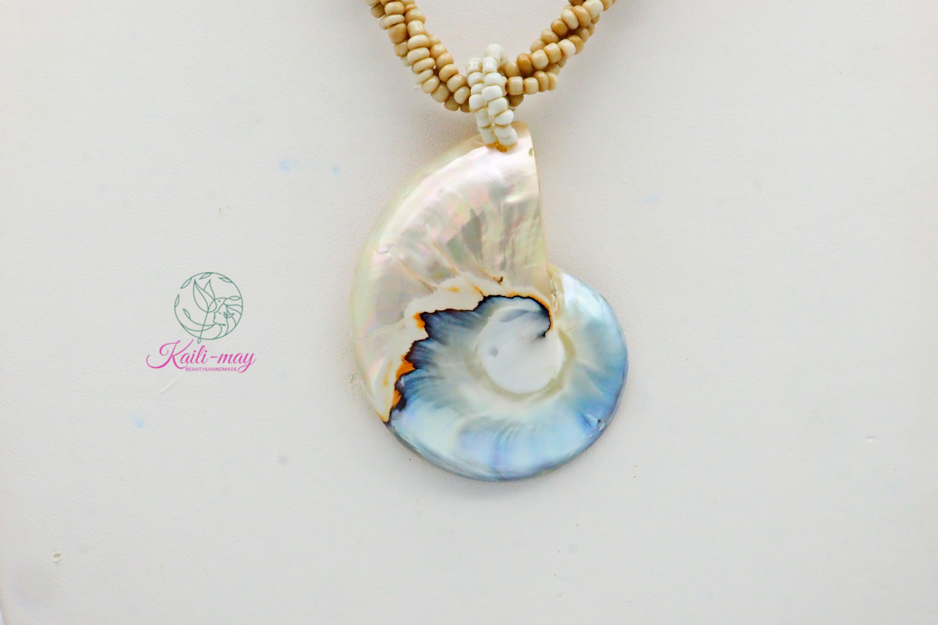 White Pearl Nautilus Shell Pendant Necklace - Etsy