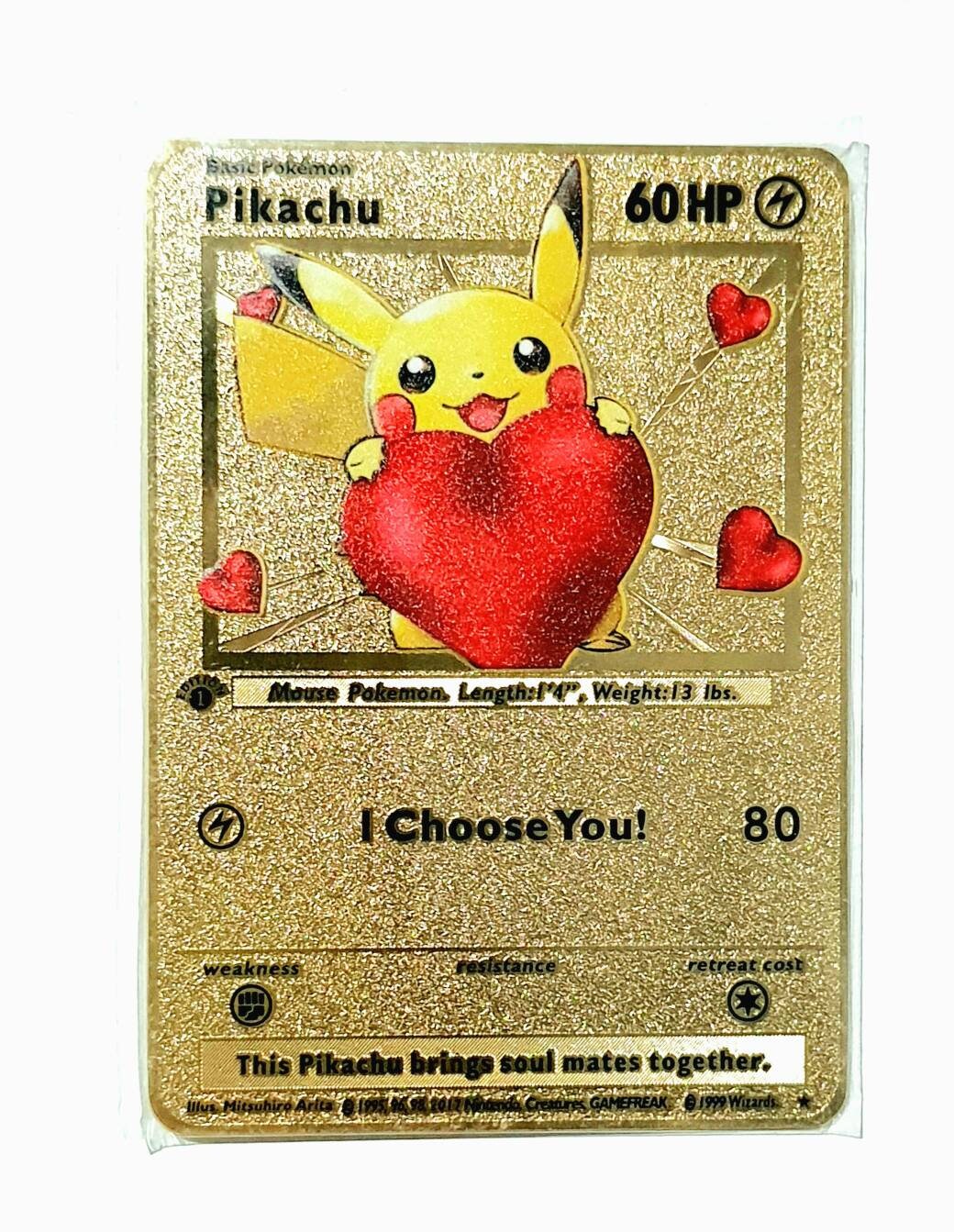 Pokemon Gold Metal Card Pikachu i Choose You - Etsy India
